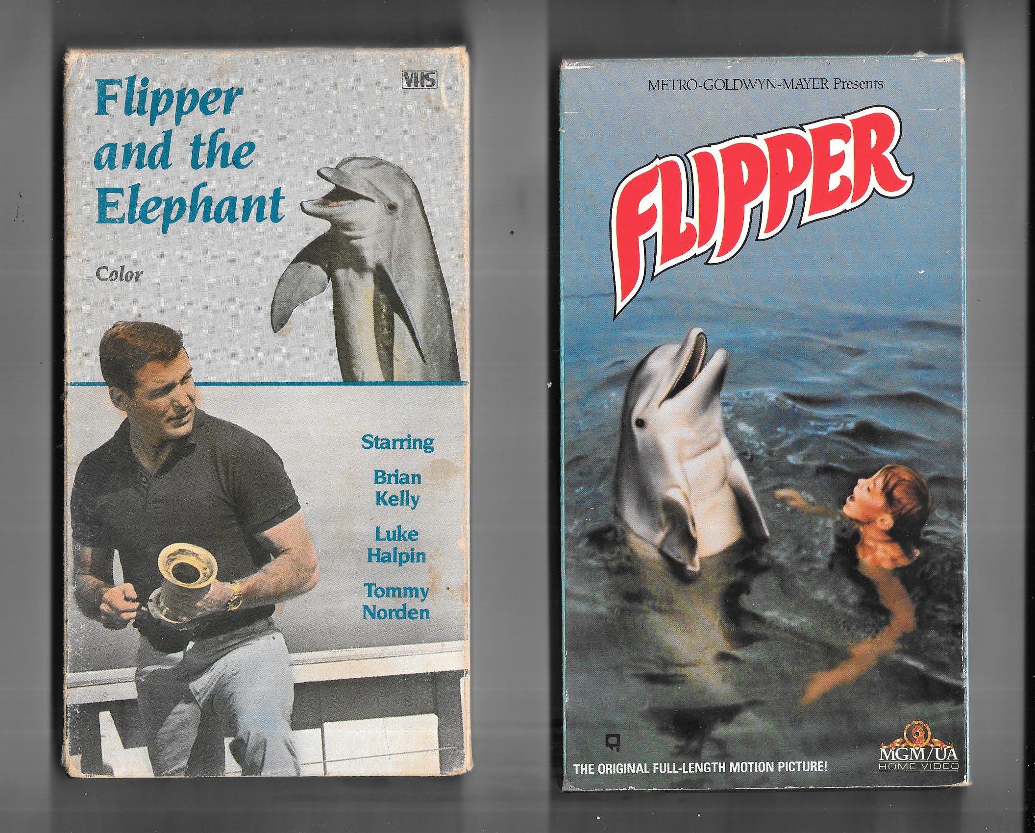 VHS Lot of 2 Flipper 1963 MGM/UA 1986 + Flipper and the Elephant 1985 ...