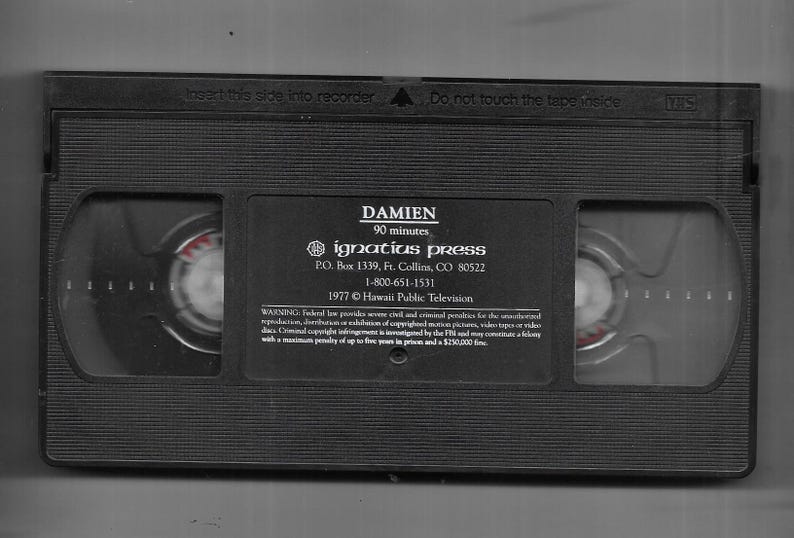VHS Aldyth Morris' Damien 1977 Hawaii Public Television, Ignatius Press ...