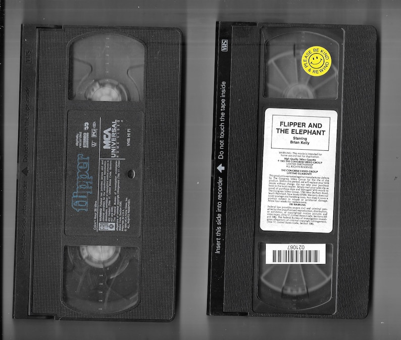 VHS Lot of 2 Flipper 1963 MGM/UA 1986 + Flipper and the Elephant 1985 ...