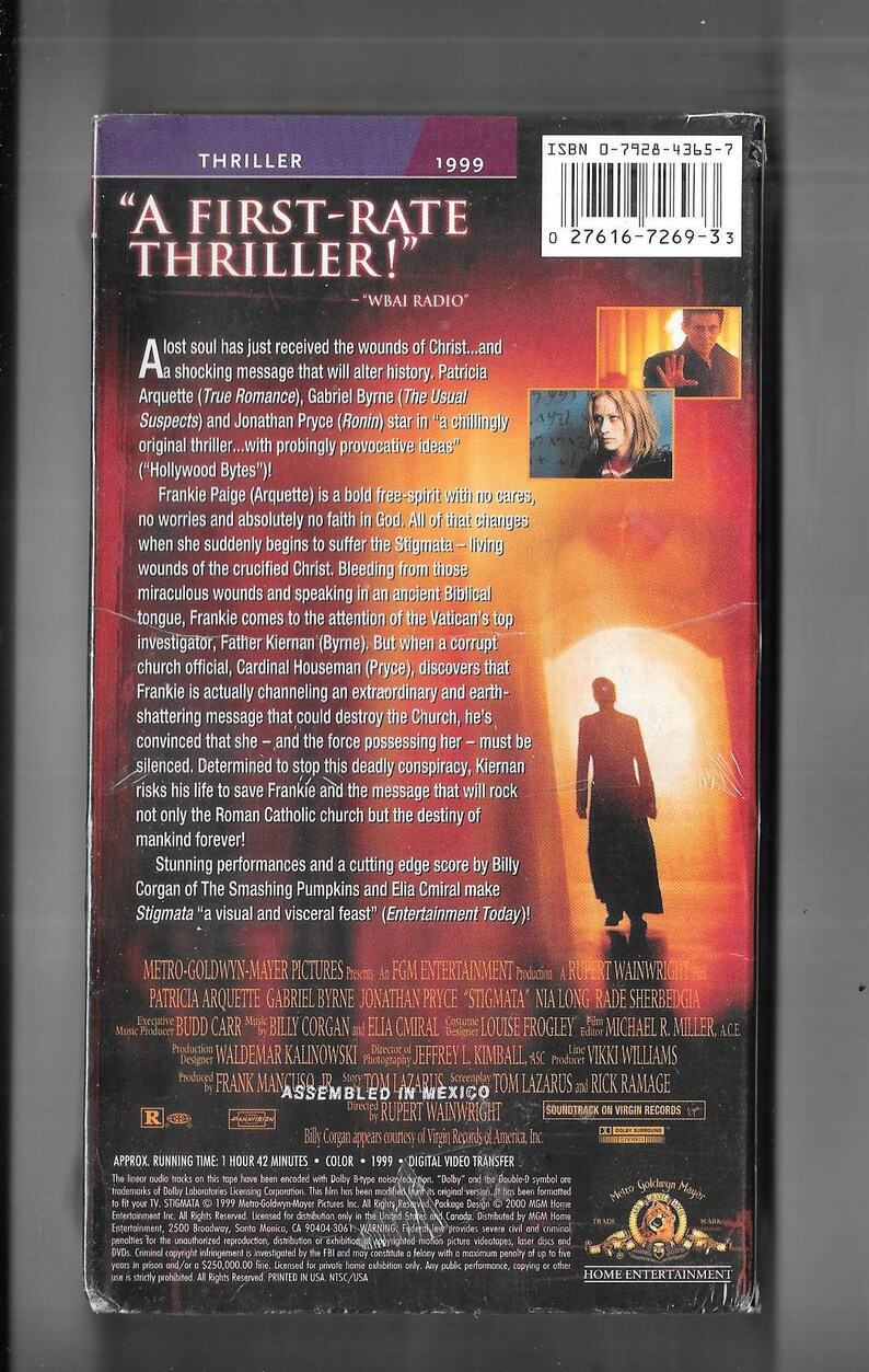 VHS Stigmata the Messenger Must Be Silenced 1999 MGM Contemporary ...