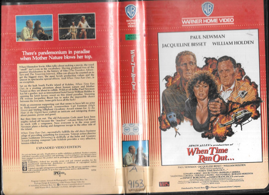 When Time Ran Out 1980 Warner Bros. VHS 1986 Ex Rental W/original Clam ...