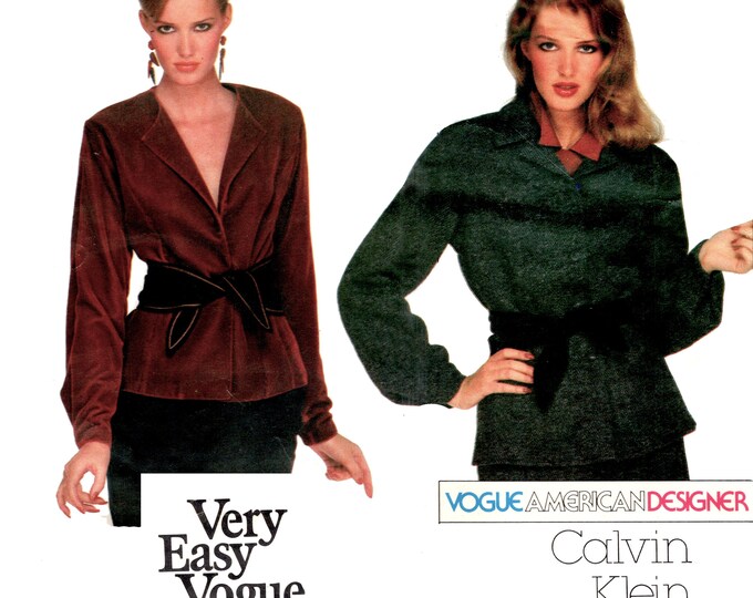 Calvin Klein Jacket Pattern Uncut 80s Vogue American Designer Size 12 ...