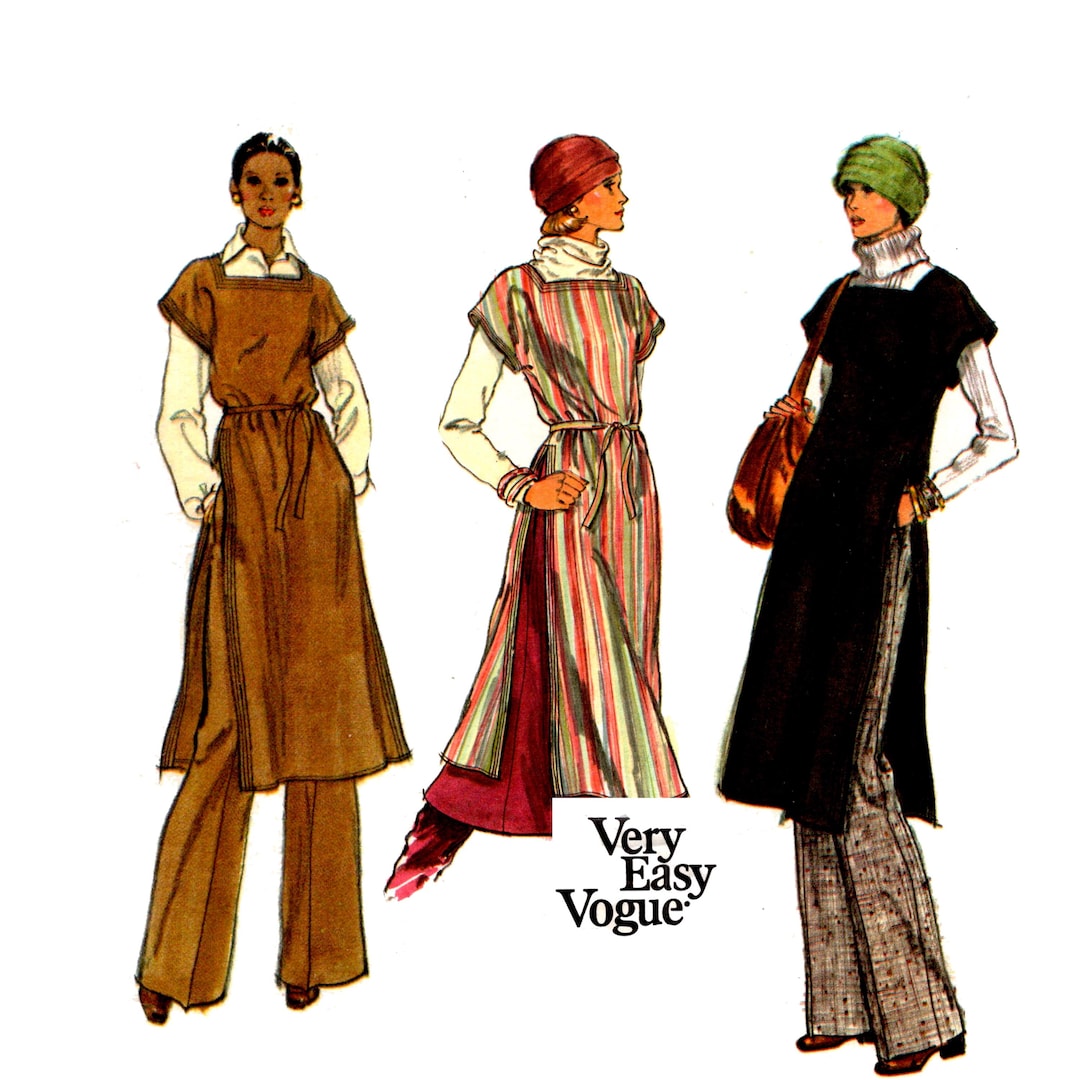 Vintage 70s Vogue Modest Tunic Pattern Uncut Flares Aline Skirt Size 8 ...