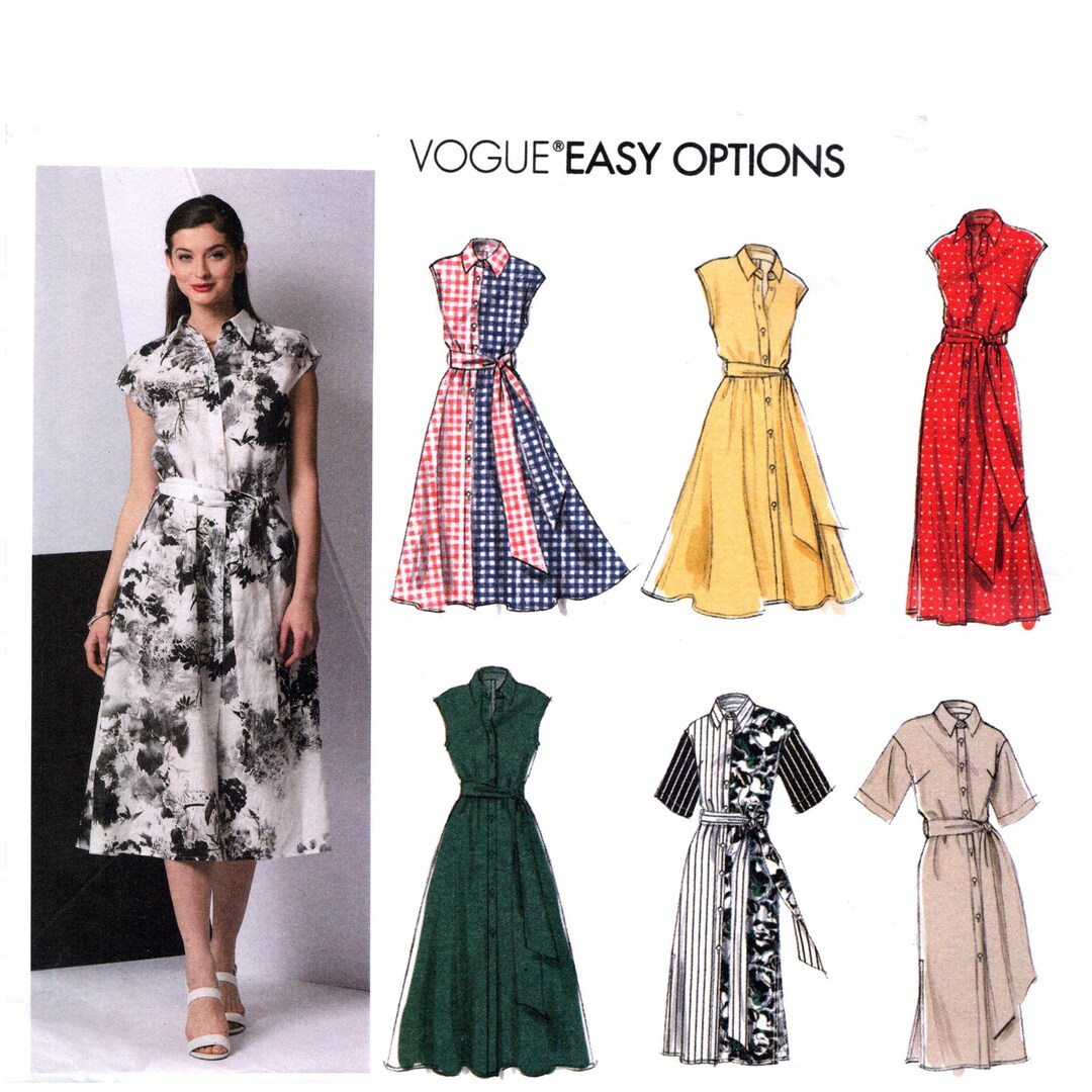 Vogue Dress Pattern Uncut Shirtdress Multisize 14-22 Bust 36-44 Plus ...
