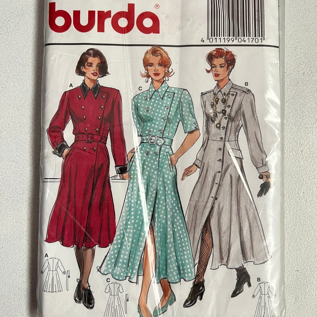Burda Double Breasted Dress Pattern Uncut Multi Size 8-18 Bust 31.5-39. ...