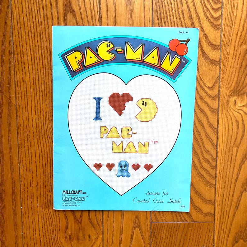 Vintage 80s Pac-man Counted Cross Stitch Chartbooklet of Vintage Pac ...
