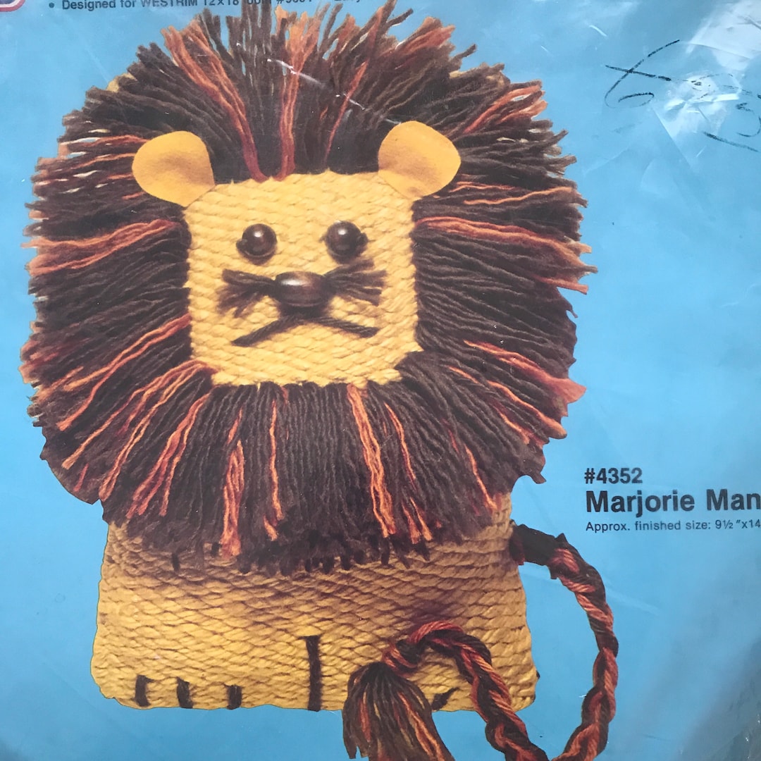 Vintage 70s Lion Weaving Pillow Kit NIP Wall Hanging 9.5 X 14 Westrim ...