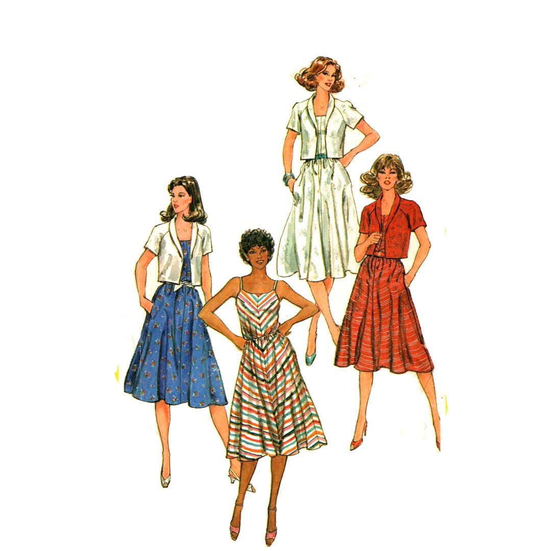 Strappy Dress Pattern Uncut 80s Sundress Size 14 Bust 36 Flared Dress ...