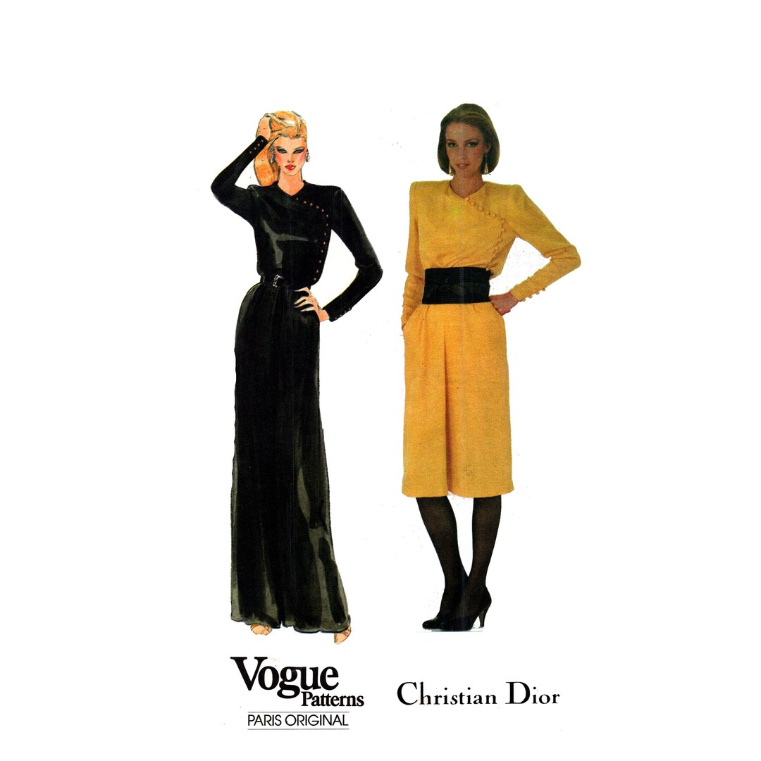 Dior Dress Pattern Uncut 80s Vogue Paris Original Size 8 Bust 31 1/2 ...