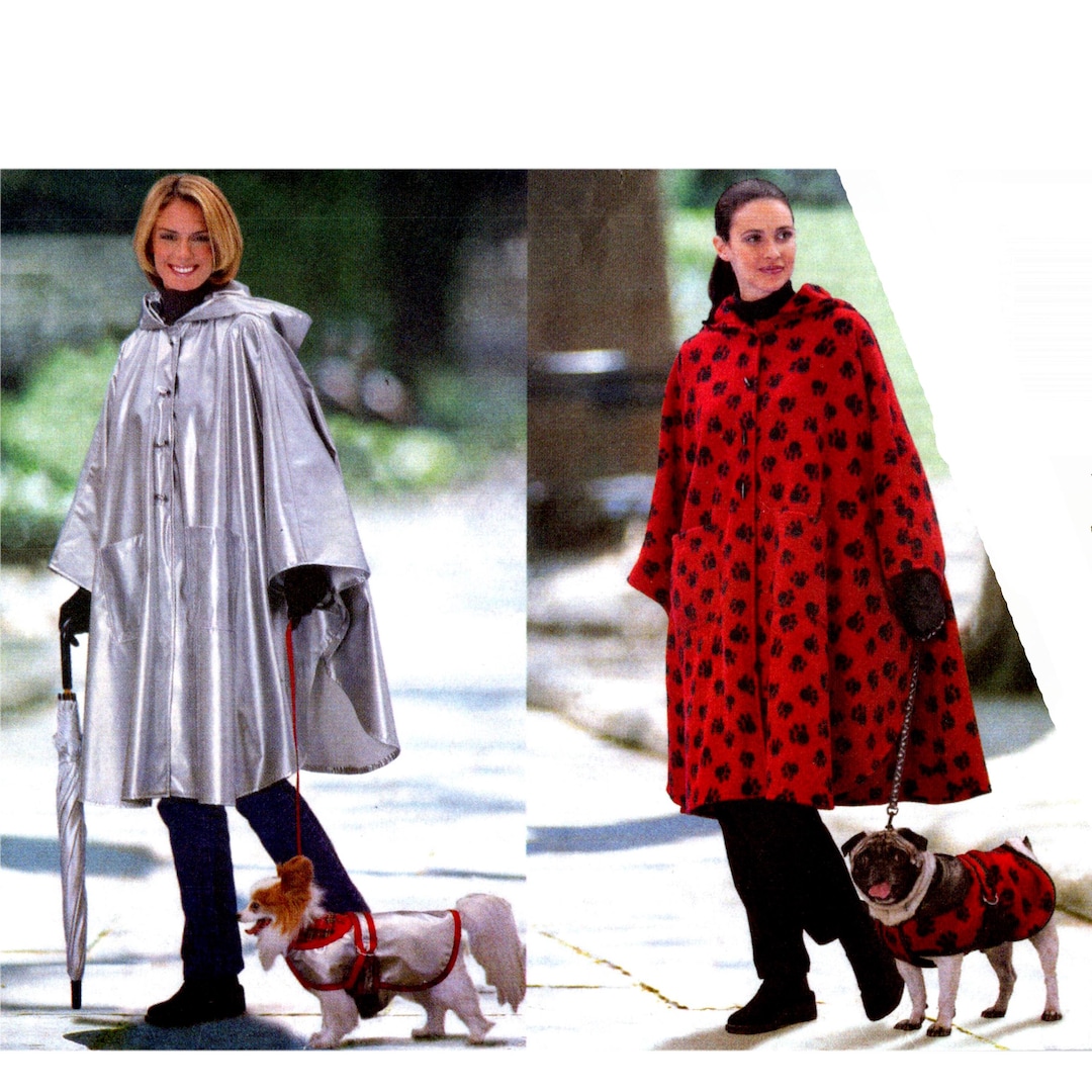 Vintage 90s Hooded Rain Cape Pattern Uncut Dog Coat Multisize S-L Bust ...
