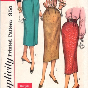50s One Yard Skirt Pattern Pre-cut Easy Pencil Skirt Size 10 Waist 24 ...
