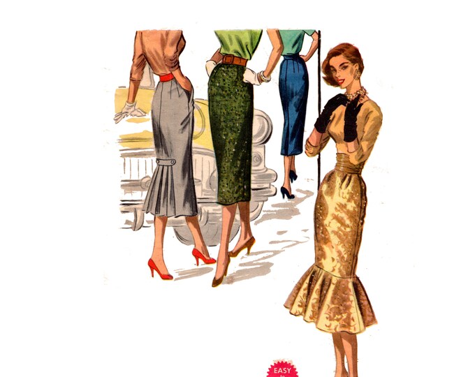 Bombshell Skirt Pattern Pre-cut 50s Fishtail Skirt Size 12 Waist 26 ...