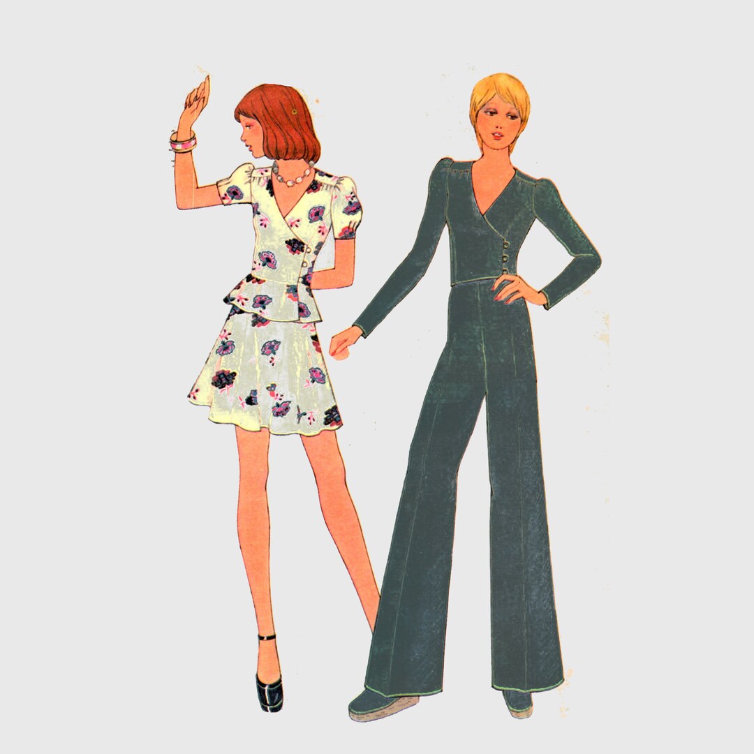 Flares Pattern Uncut 70s Puff Sleeve Blouse Pattern Size 10 Bust 32.5 ...