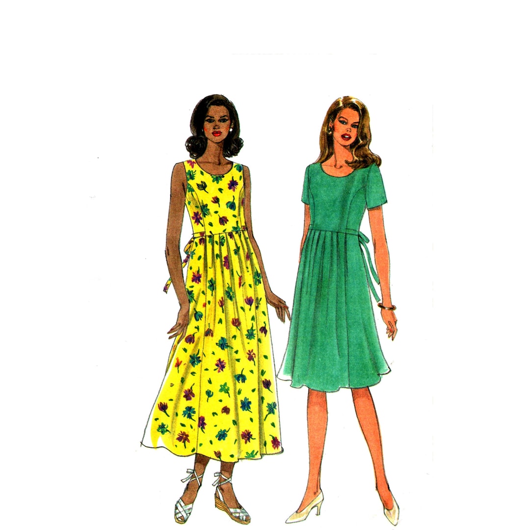 Vintage 90s Grunge Dress Pattern Uncut Modest Princess Seam Multisize 8 ...