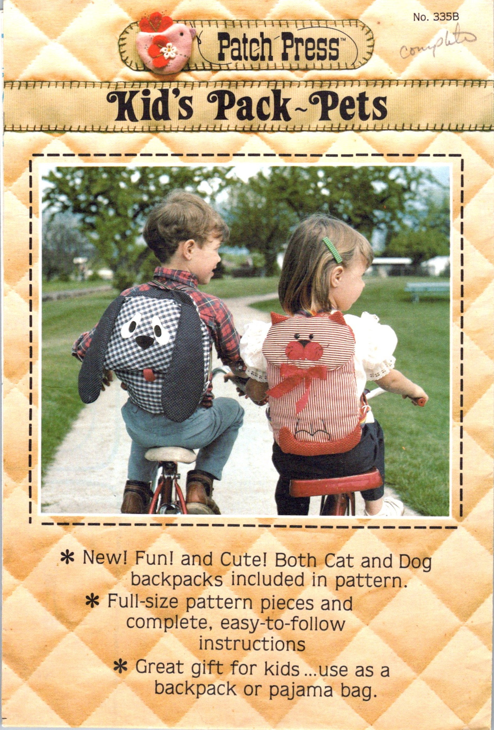 Pack Pets Pattern Pre-cut Kids Animal Backpacks Puppy - Etsy