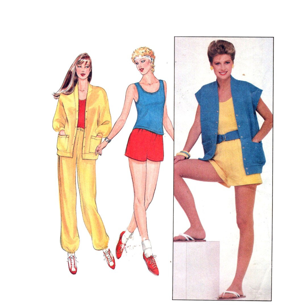 80s Track Suit Pattern Uncut Shorts Pattern Size 16 Bust 38 Parachute ...