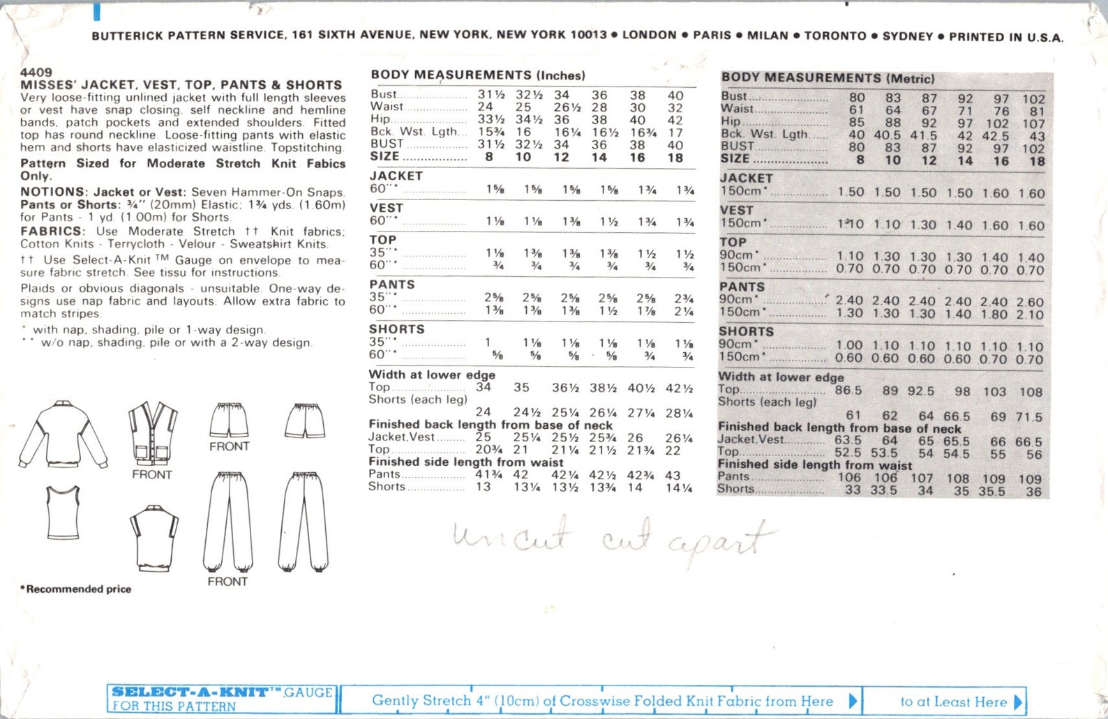 80s Track Suit Pattern Uncut Shorts Pattern Size 16 Bust 38 - Etsy