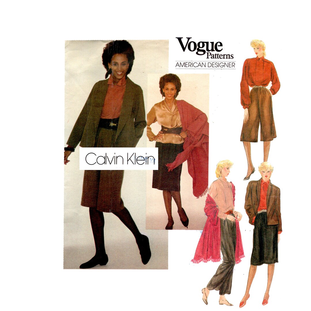 Calvin Klein Jacket Pattern Uncut 80s Vogue American Designer Size 6 ...