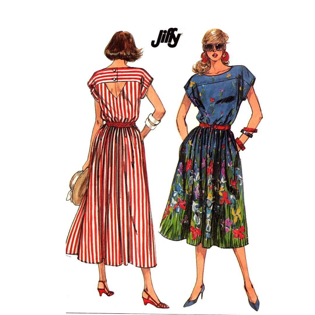 Vtg 80s Keyhole Back Dress Pattern Uncut Yoked Dress Multisize 10-16 ...