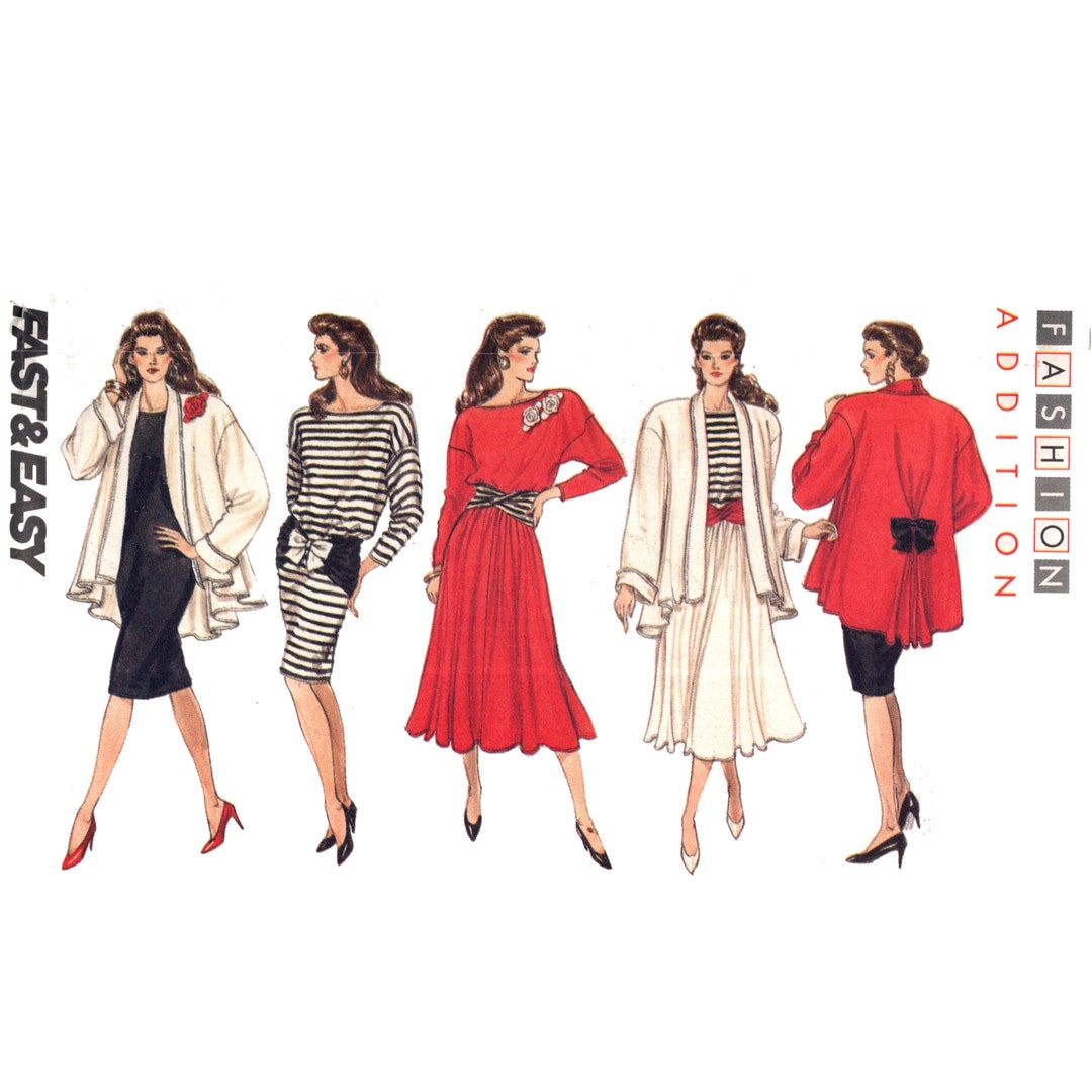 80s Swing Coat Pattern Uncut Wrap Coat Multisize 6-14 Bust 30.5-36 Drop ...