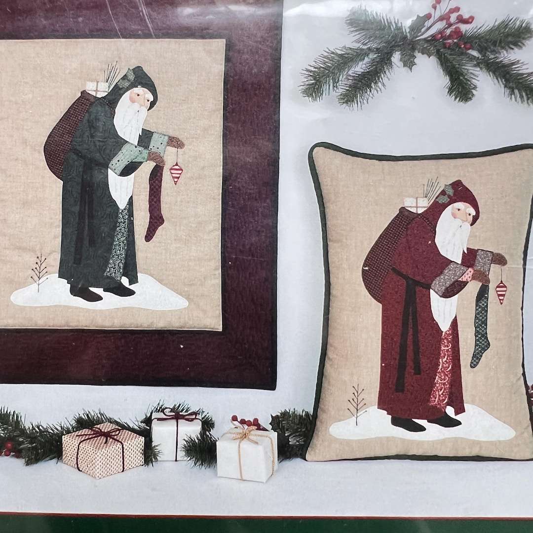 Vintage 90s Santa Applique Mini Quilt or Pillow Pattern Unused Country ...