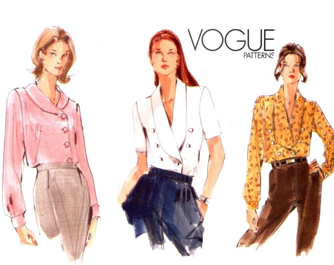Vogue Double Breasted Blouse Pattern Uncut 90s Asymmetric Blouse ...