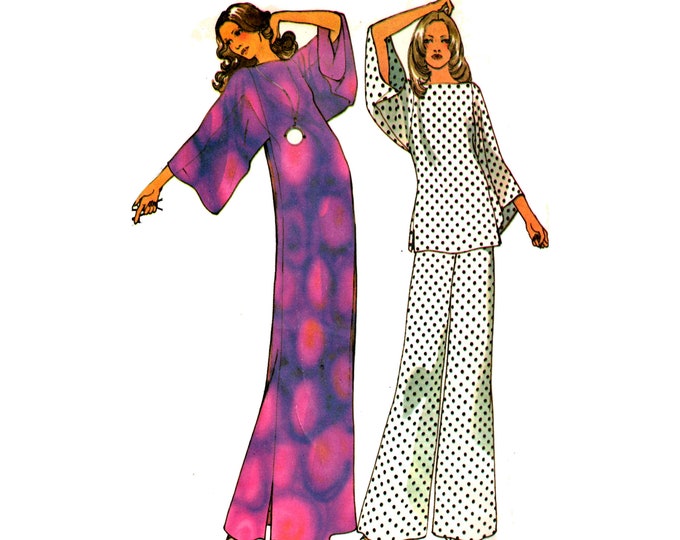 Halston Caftan Pattern Uncut Tunic and Flares Size 20 Bust 42 Plus Size ...