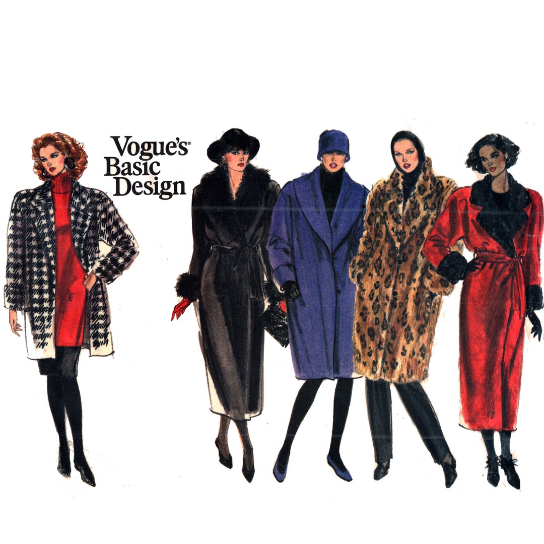 Vogue Faux Fur Coat Pattern Uncut Muppet Coat Multisize 8-12 Bust 31.5 ...