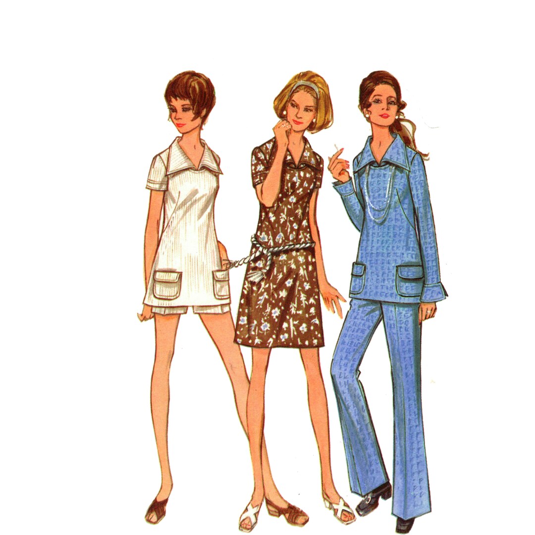 70s Shorts Pattern Uncut 70s A-line Dress Size 22.5 Bust 45 Plus Size ...