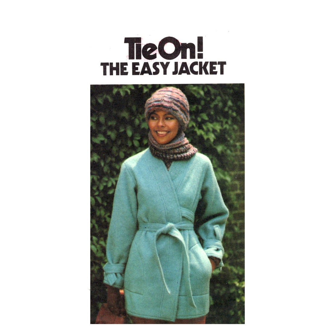 Wrap Coat Pattern Pre-cut 70s Unlined Belted Coat Pattern Size 6 Bust ...