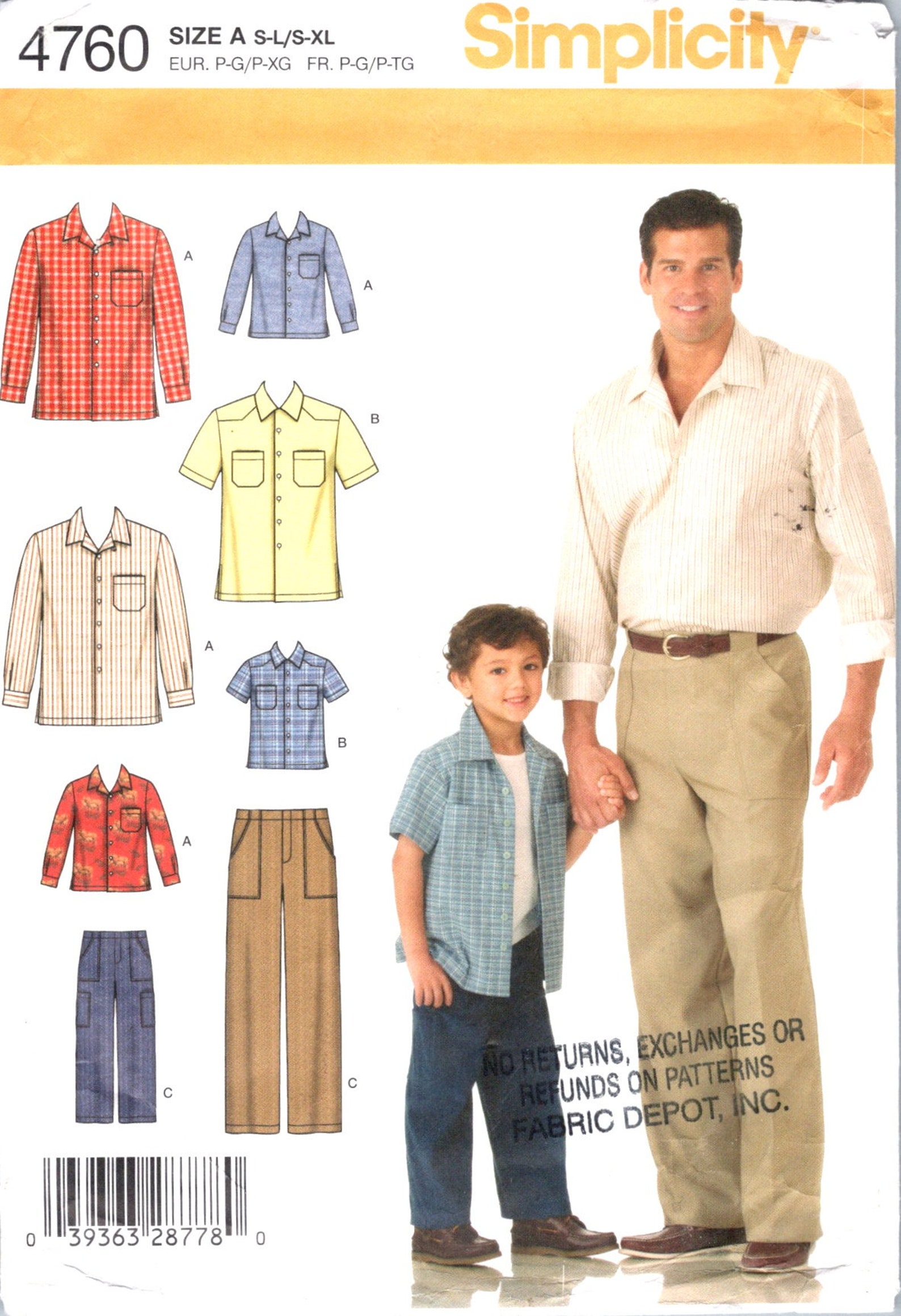 Father Son Chino Pants Pattern Uncut Mens and Boys Shirt - Etsy