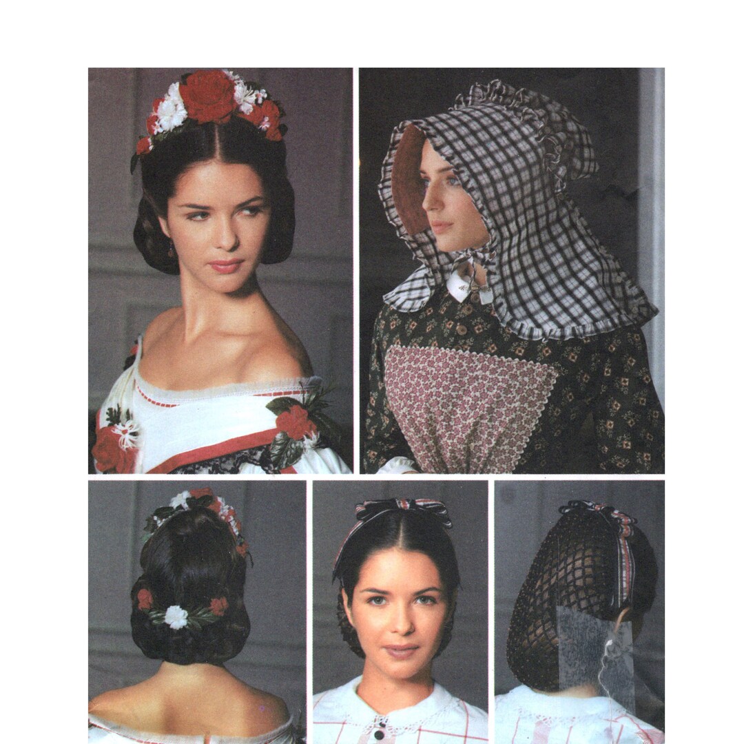 Victorian Hat Pattern Uncut Pioneer Bonnet Snood Flower Headpiece ...