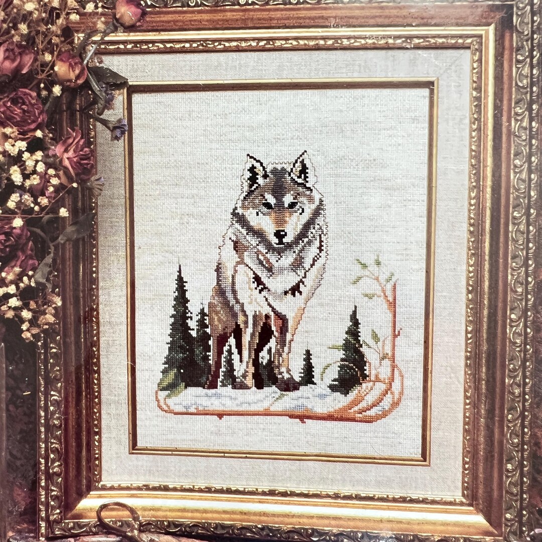 Vintage 90s Wolf Counted Cross Stitch Kit NIP 8 X 10 Lois Thompson ...