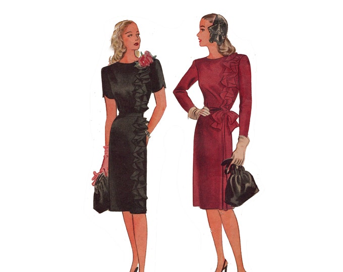40s Dress Pattern Uncut Cocktail Dress Size 18 Bust 36 Aline Dress ...