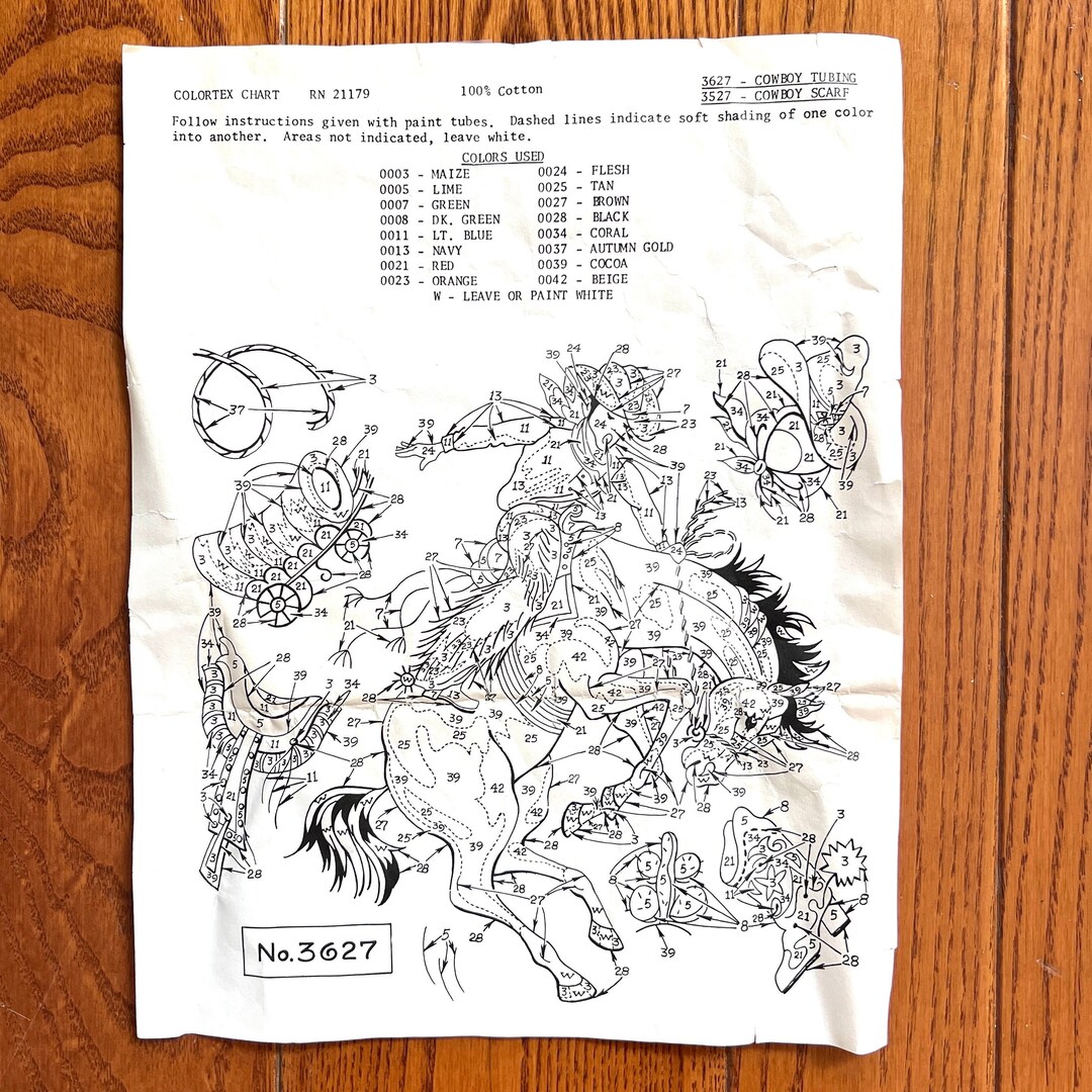 Vintage Cowboy Colortex Pre Stamped Fabric "cowboy" Pillowcase or Scarf ...