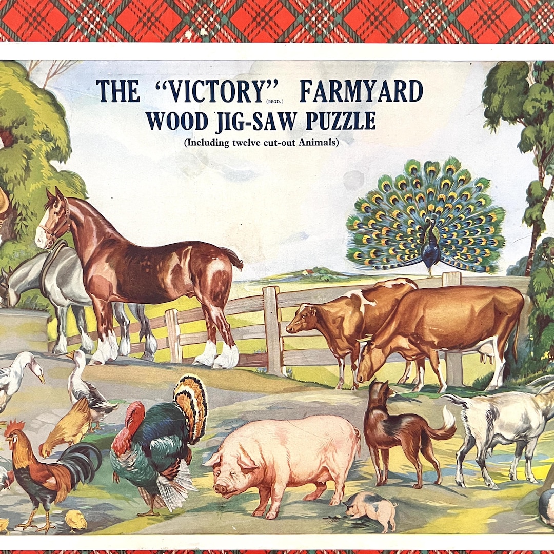 Vintage Wooden Farm Puzzle COMPLETE ~ Victory Vintage Puzzle 1950s ...