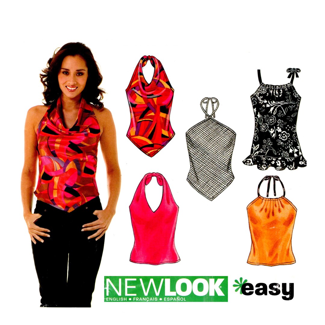 Y2K Halter Pattern Uncut Draped Top Multisize 8-18 Bust 31.5-40 Plus ...