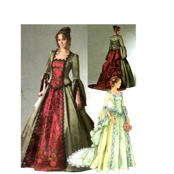 Costume Gown With Train Pattern Uncut Princess Seam Bodice and - Etsy