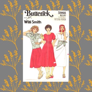 Willi Smith Pattern Uncut Dress Top Skirt and Scarf 70s Size 12 Bust 34 ...