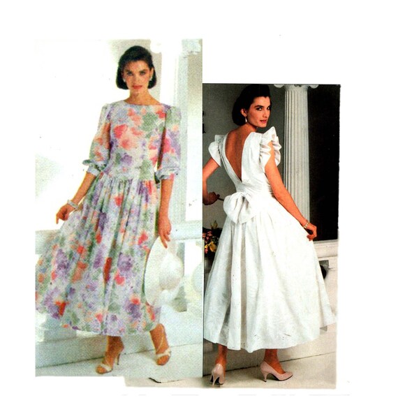 80s Low Back Dress Pattern Uncut Ruffled Prom Dress Multisize | Etsy