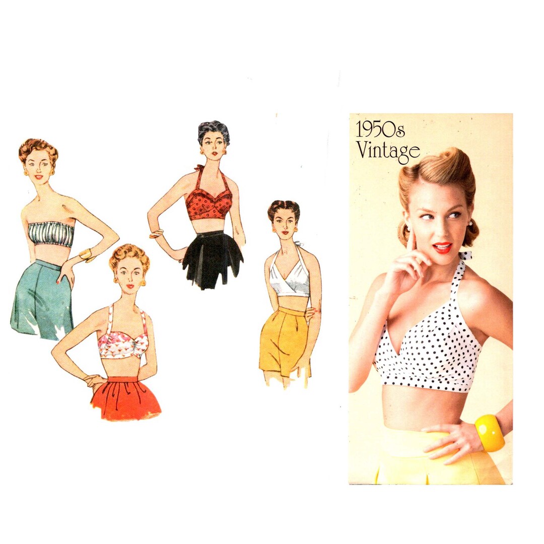 Bra Top Pattern Uncut Halter Top Pattern REISSUE Multisize 14-22 Bust ...