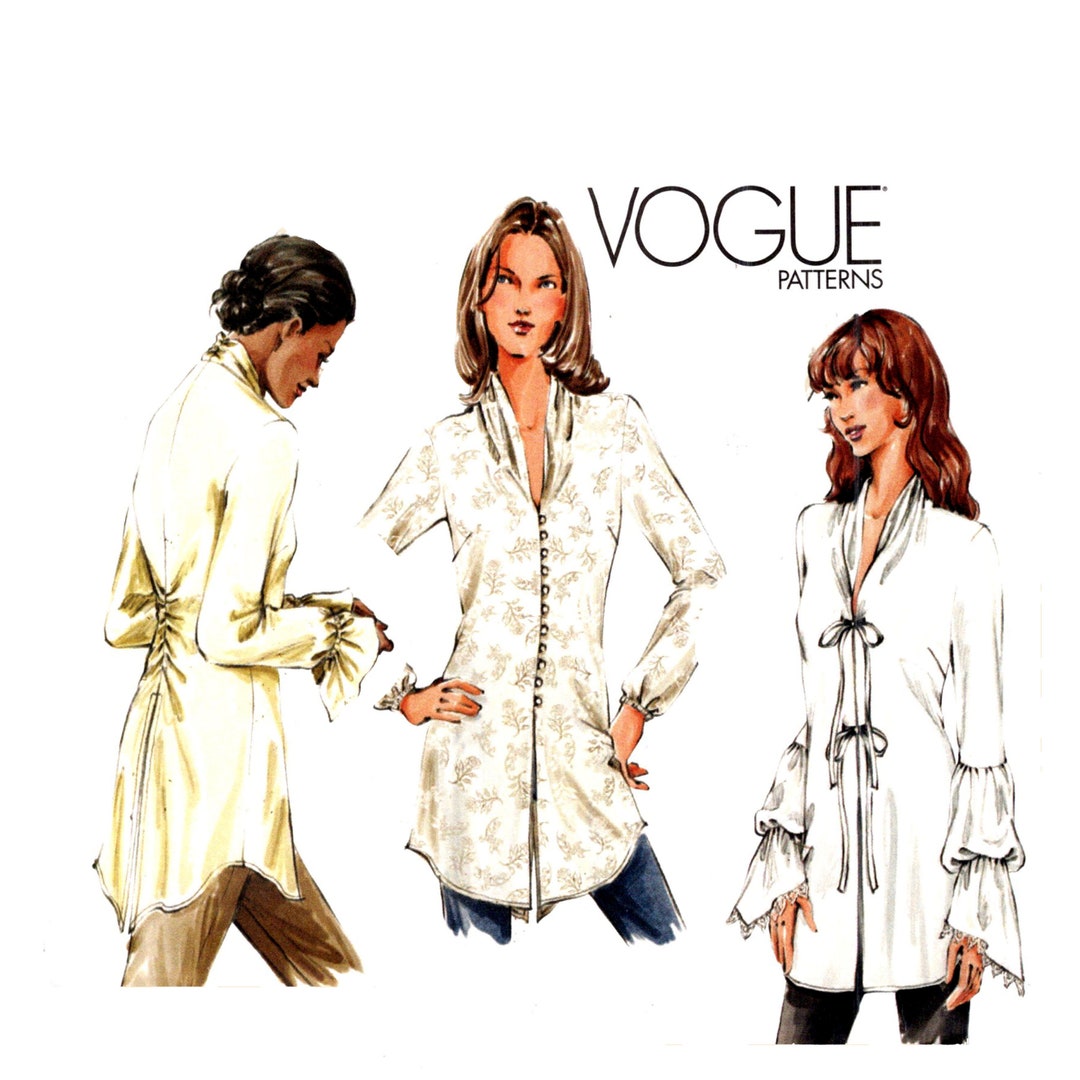 Vogue Blouse Pattern Uncut Romantic Blouse Full Sleeve Blouse Multisize ...