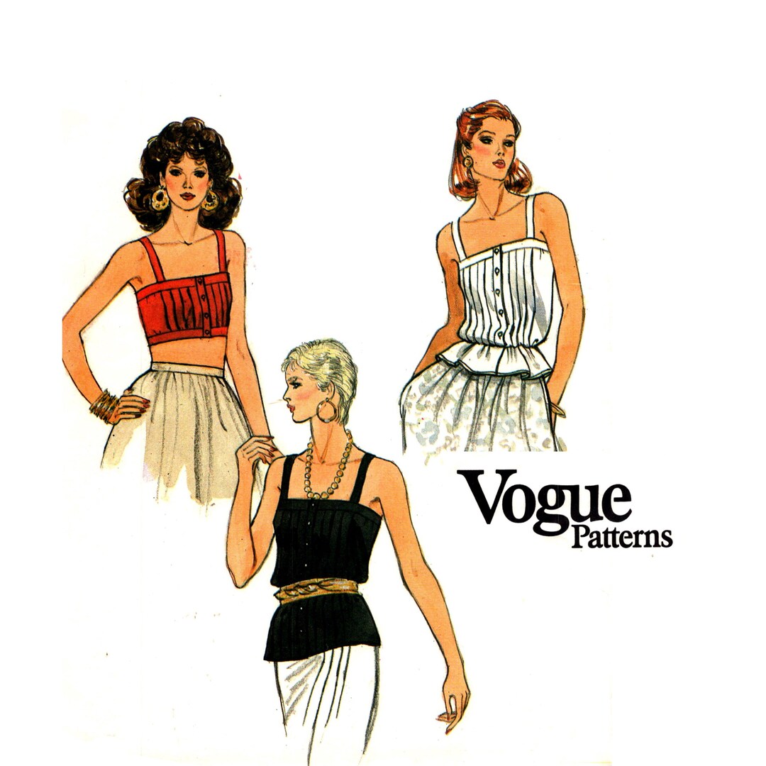 Vintage 80s Vogue Camisole Tops Pattern Uncut Size 6 Bust 30 1/2 Vogue ...