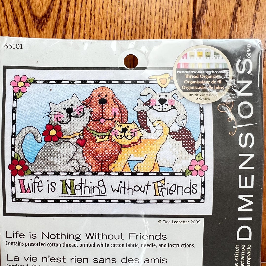 Vintage Dogs & Cats Friends Cross Stitch Kit NIP 5 X 7 Inch Stamped ...
