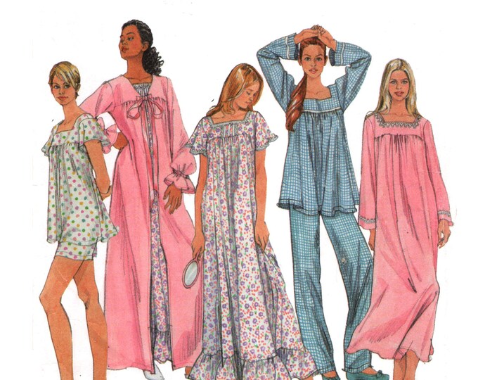 Classic Flannel Nightgown Pattern Uncut Robe Pajamas Multisize 14-24 ...
