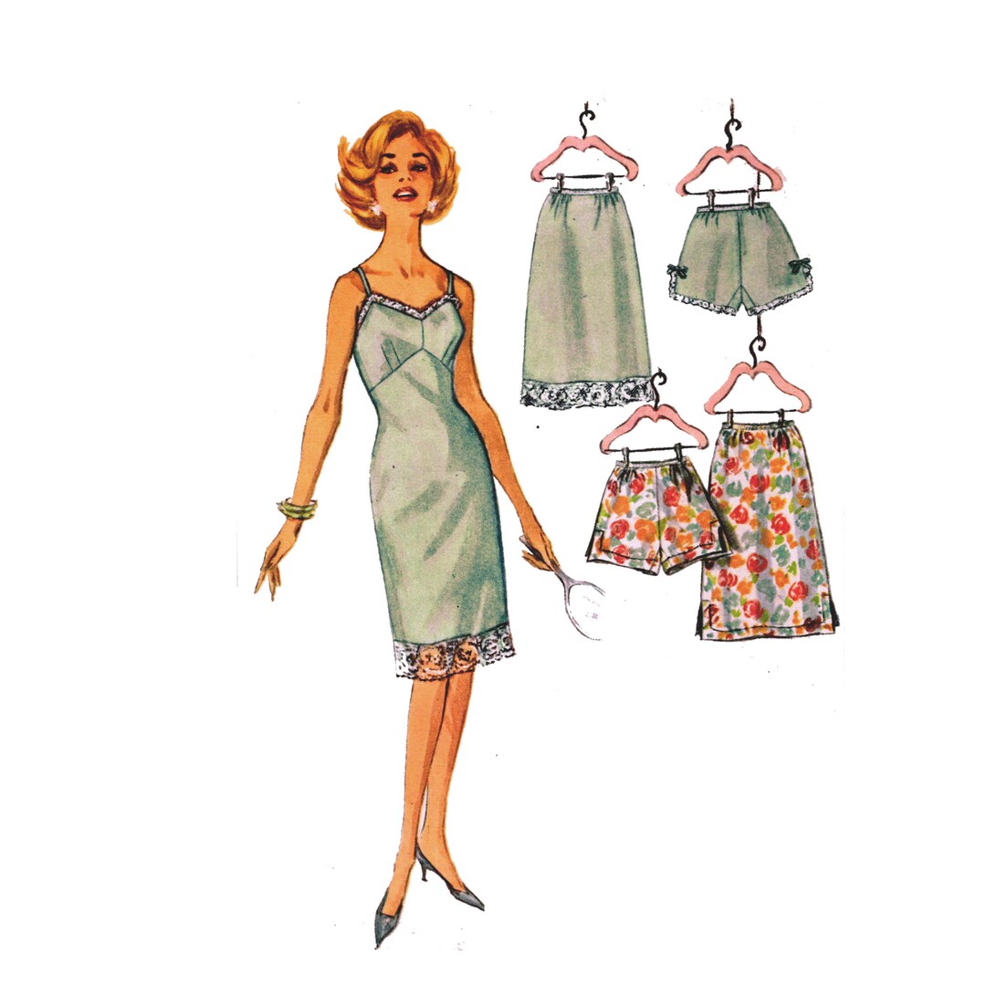 Slip or Tap Pants Pattern Uncut 60s Half or Full Slip Size 14 Bust 34 ...