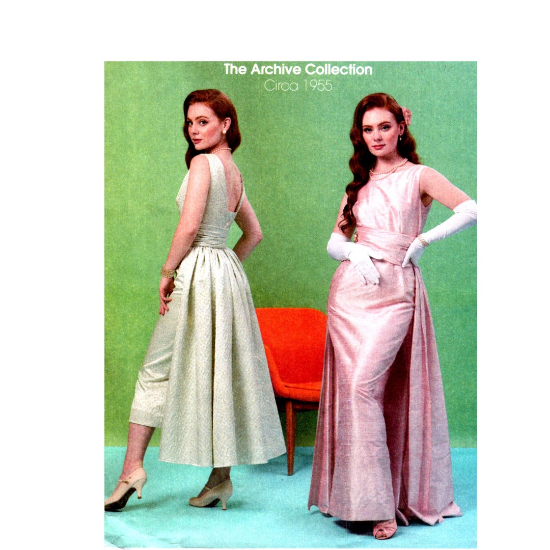 Bombshell Gown Pattern Uncut 50s Wiggle Dress With Overskirt Multisize ...