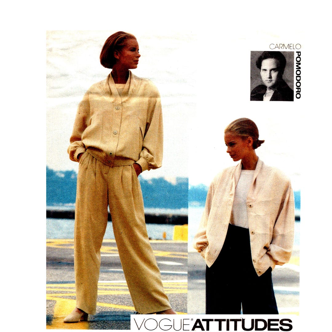 Vogue Pomodoro Bomber Jacket Pattern Uncut 90s Vogue Attitudes Wide Leg ...