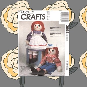 Raggedy Ann Pattern Uncut 36 Inch Large Rag Doll Pattern Raggedy Andy Child's Apron Vintage Toy ...