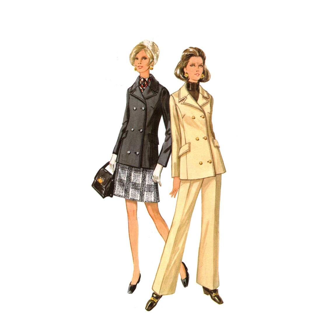 60s Tailored Jacket Pattern Uncut Double Breasted Jacket Size 42 Bust ...